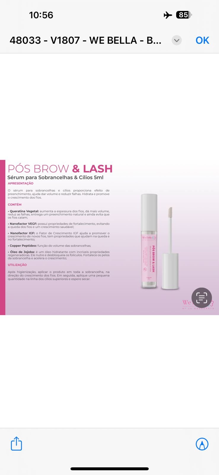 Pós Brow e Lash We Bella 5ml